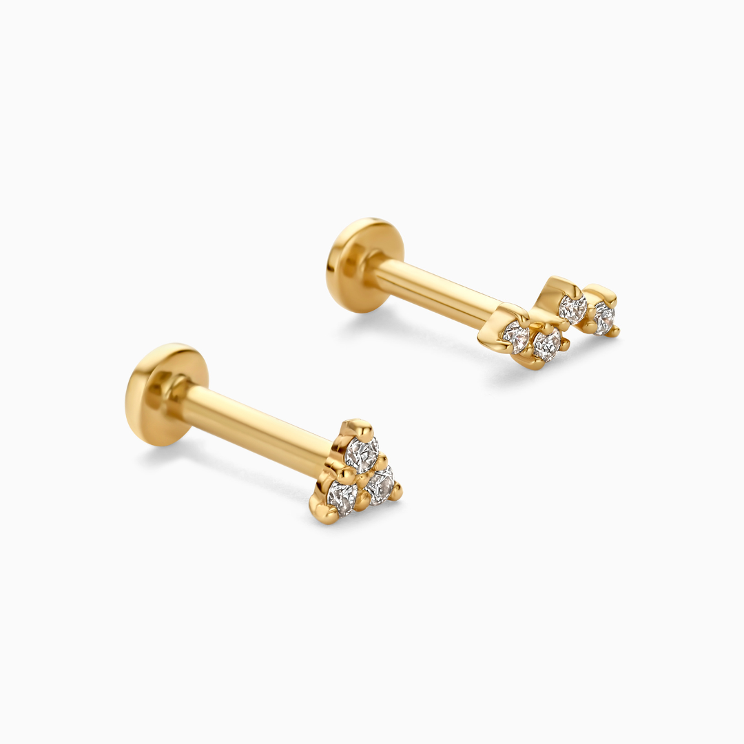 Signature Diamond Piercing Set | Gouden piercing oorbellen set voor ...