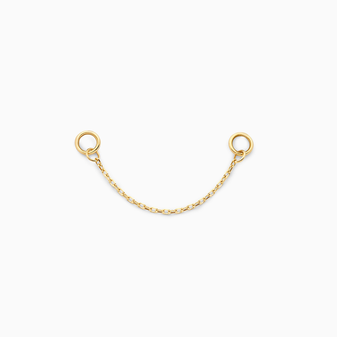 Single Chain Connector voor Piercings | 14k Goud Ear Chain | Eline Rosina