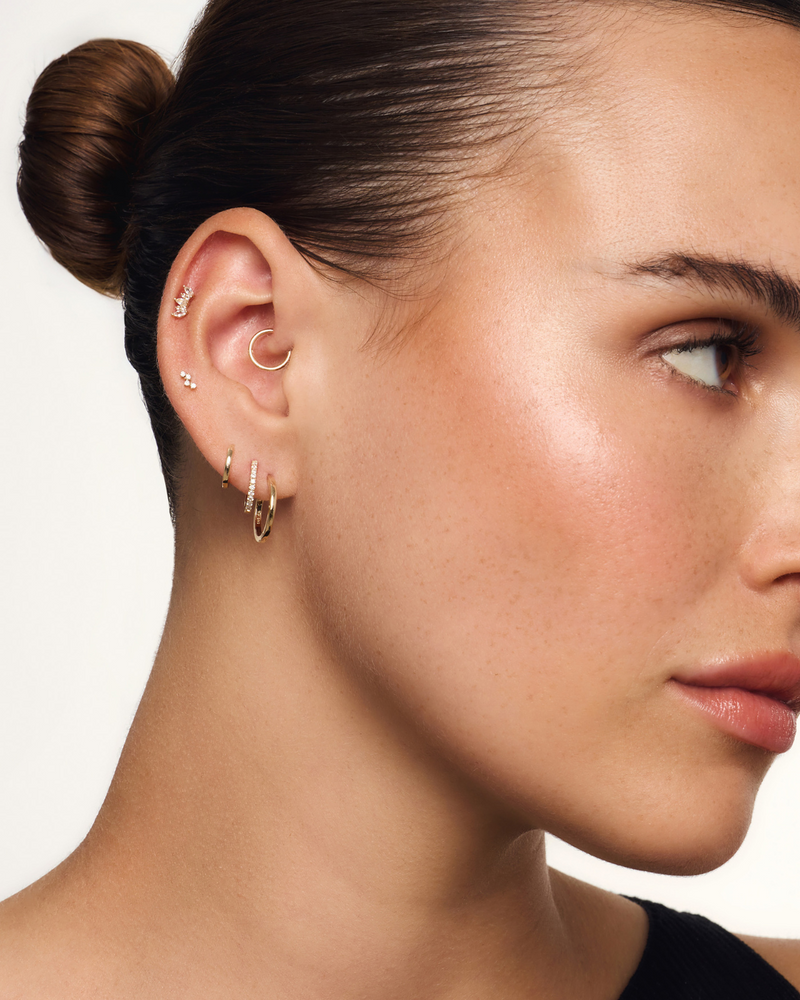 Diamond Flower Piercing | Gouden piercing oorbel voor dames met ...